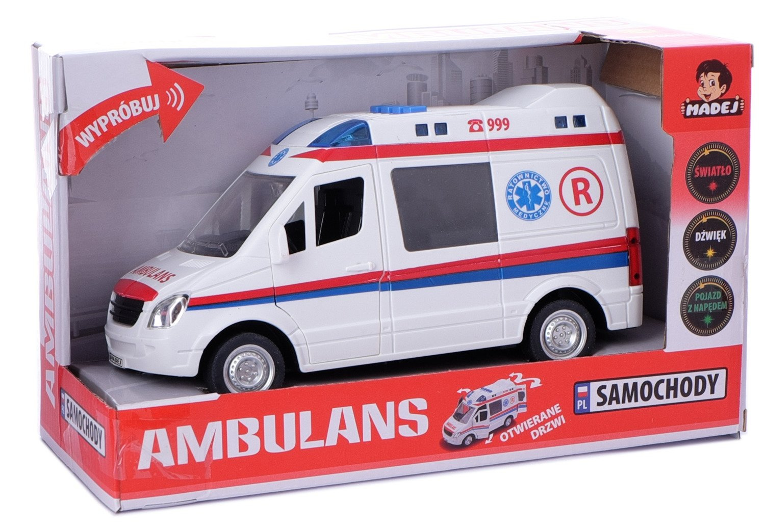 AUTO AMBULANS Karetka 999 ŚWIATŁA DŹWIĘKI Napęd PL 1800229587 - sklep ...