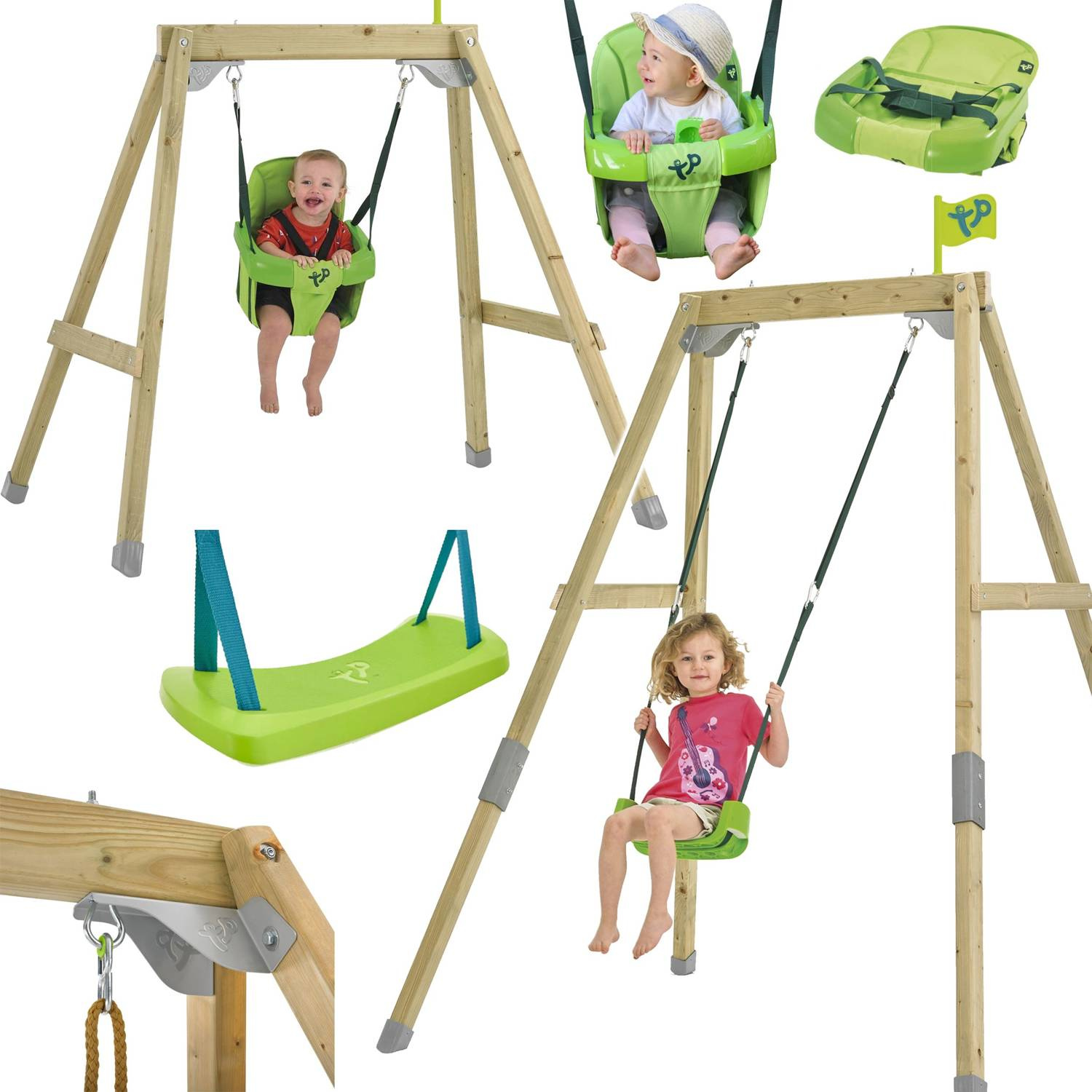 DREWNIANA HUŚTAWKA OGRODOWA DLA DZIECI 2w1 123-209cm 1800241888 - sklep internetowy ToysPlanet.pl