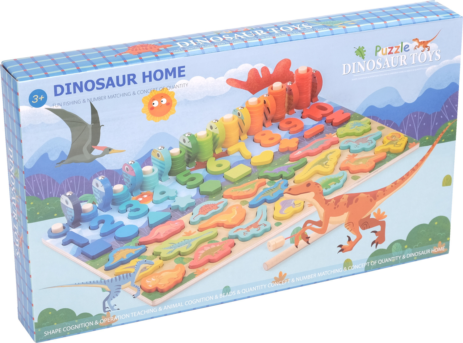 DREWNIANA UKŁADANKA EDUKACYJNA PUZZLE CYFRY GRA RYBKI DINOZAURY ...