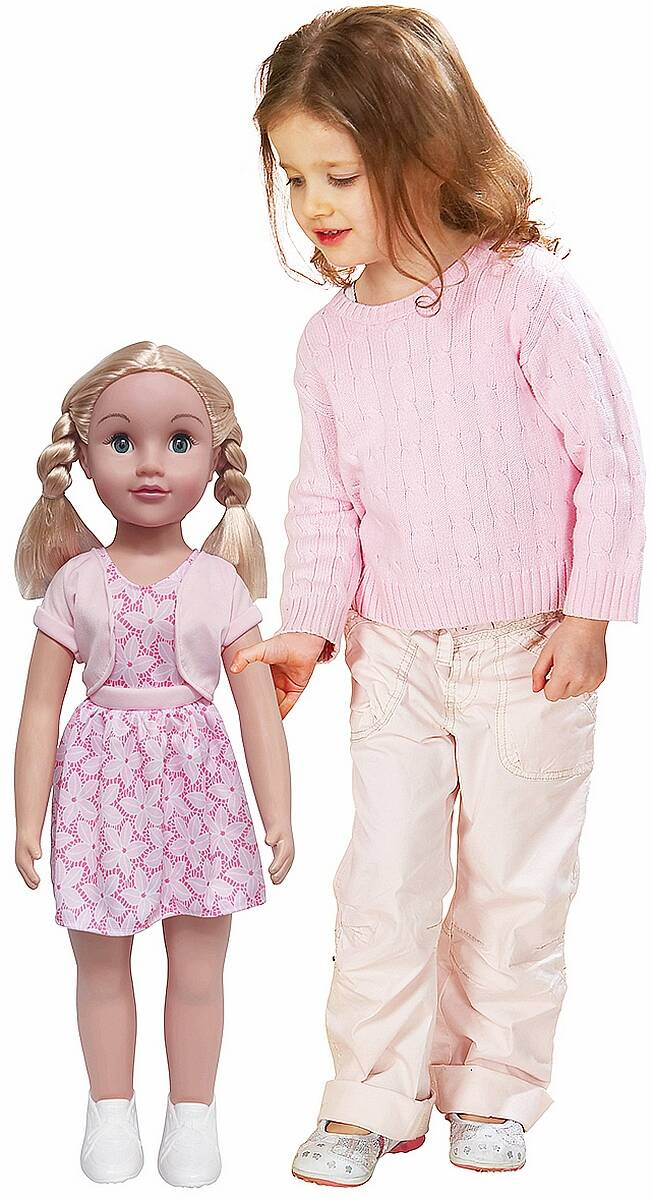 DUŻA LALKA CHODZĄCA CHODZI ZA RĘKĘ 70 cm Smily 1800240628 - sklep ...