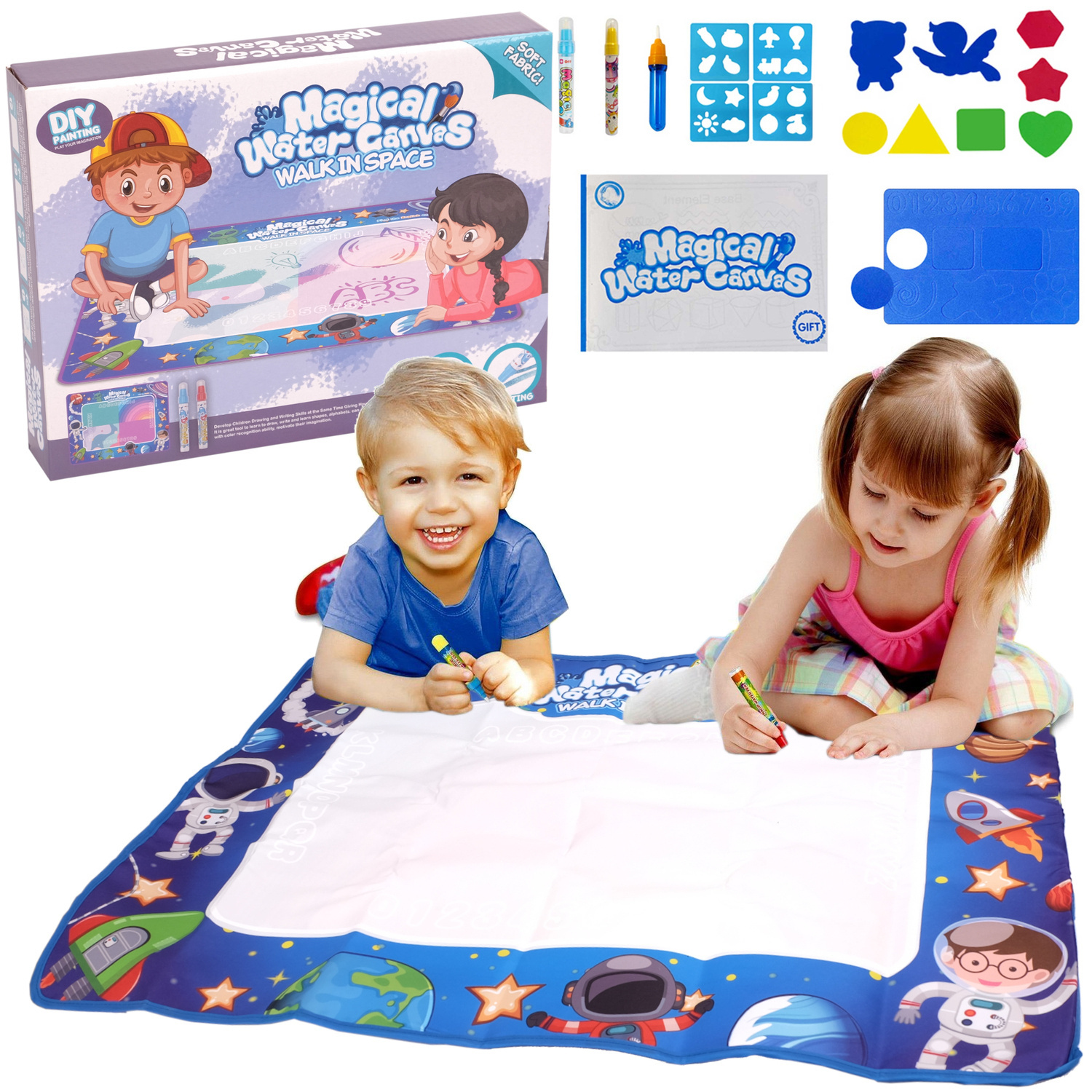 DUŻA MATA WODNA KOSMOS DO MALOWANIA RYSOWANIA WODĄ PISAKI 80x60cm XL ...