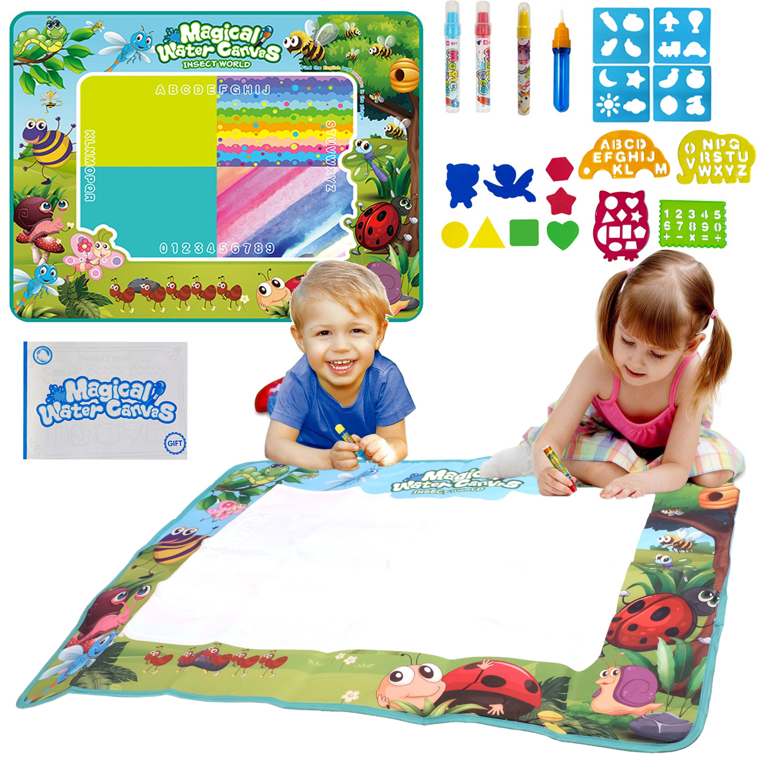 MEGA MATA WODNA OWADY DO MALOWANIA rysowania wodą PISAKI 100x80cm XXL ...